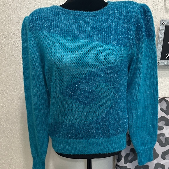 Primacy | Sweaters | Vintage Elegant Teal Sparkling Holiday Sweater For ...